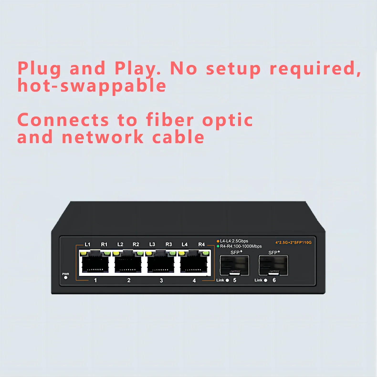 Ethernet Switch - 4-Port 2.5G Fiber Optic Converter 10gbps