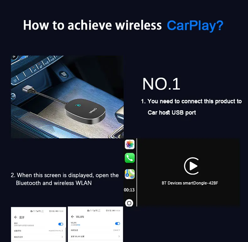 Usb Wired To Wireless Carplay Adapter Ai Box Smart Magic Aibox Plug ...