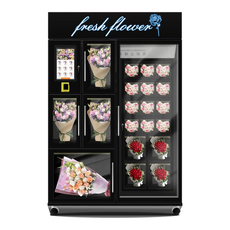 20 locker small rose and big bouquet cooling system flower vending ...