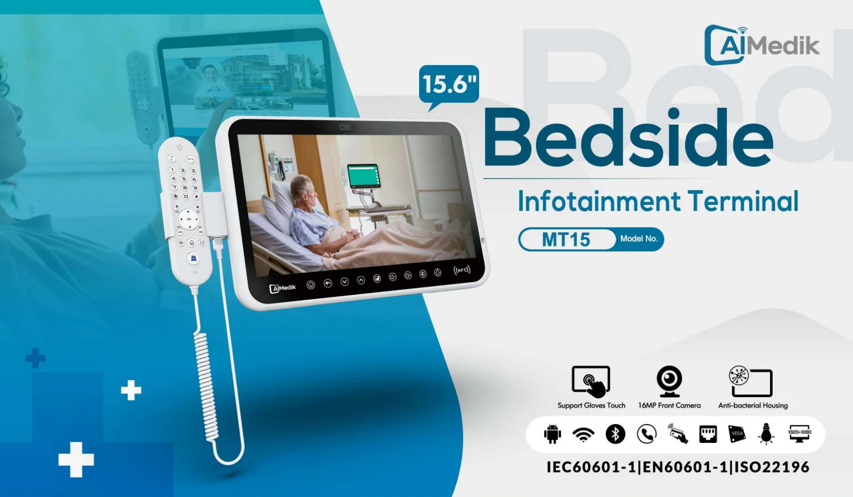 Medical Use 15.6 Inch Capacitive Touch Screen Bedside Infotainment ...