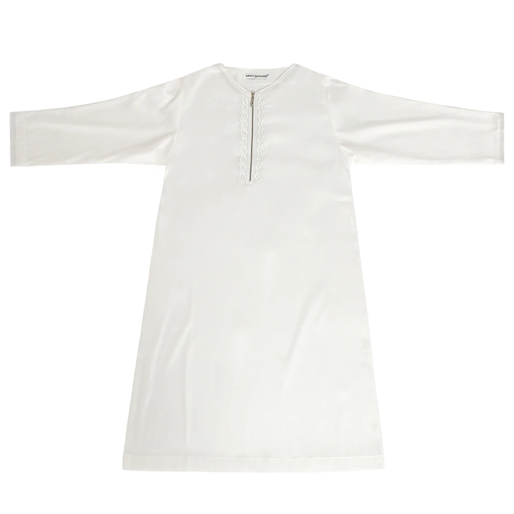 Islamic Muslim Arab Boy Thobe Thawb Caftan Long Sleeve Round Collar ...