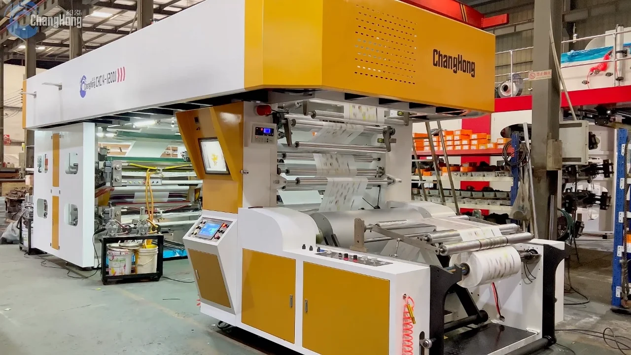 Wide Web Flexo Press Central Drum Flexographic Printing Machine 4 Color ...