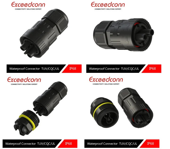 Exceedconn 2 Pin IP68 Black Waterproof Connector - Reliable Lighting ...