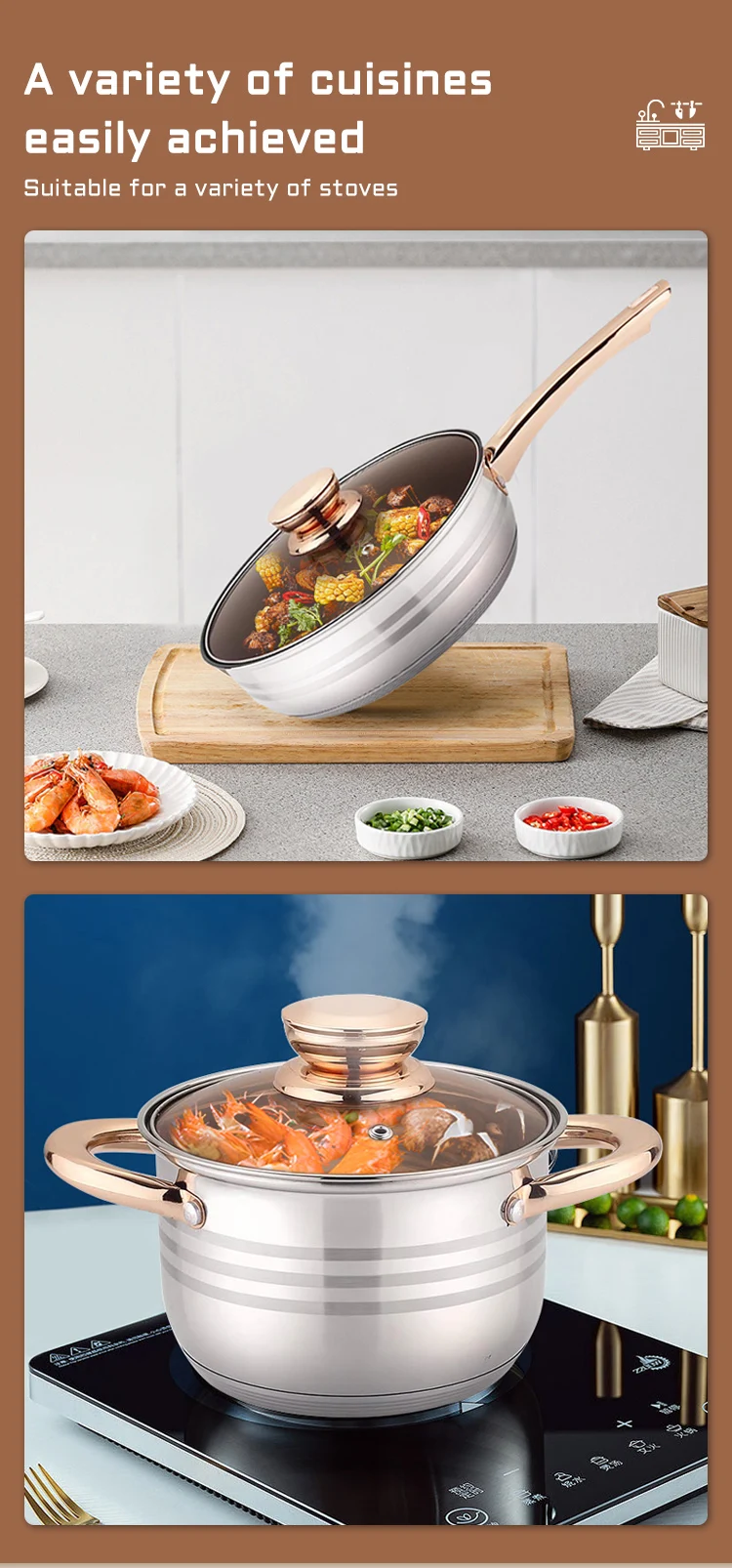 Induction Base Non Stick Cookware Set -Jmpw Stainless Steel