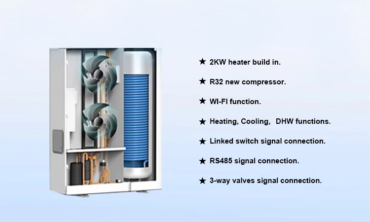 R32 Air Source Evi Dc Inverter Heat Pump 8kw 9kw For Floor Heating ...