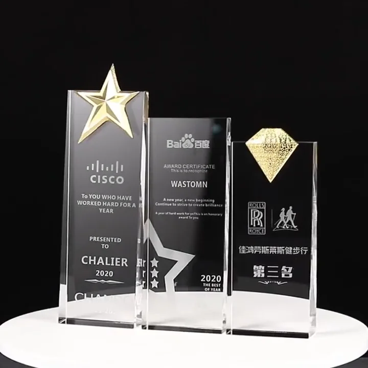 Custom Inclined K9 Crystal Trophy Awards Engraving Glass Award Trophy ...