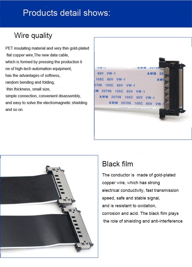 Customized Lvds Led Screen Flat Ffc Cable 4k Hd Lcd Tv Flat Ribbon ...