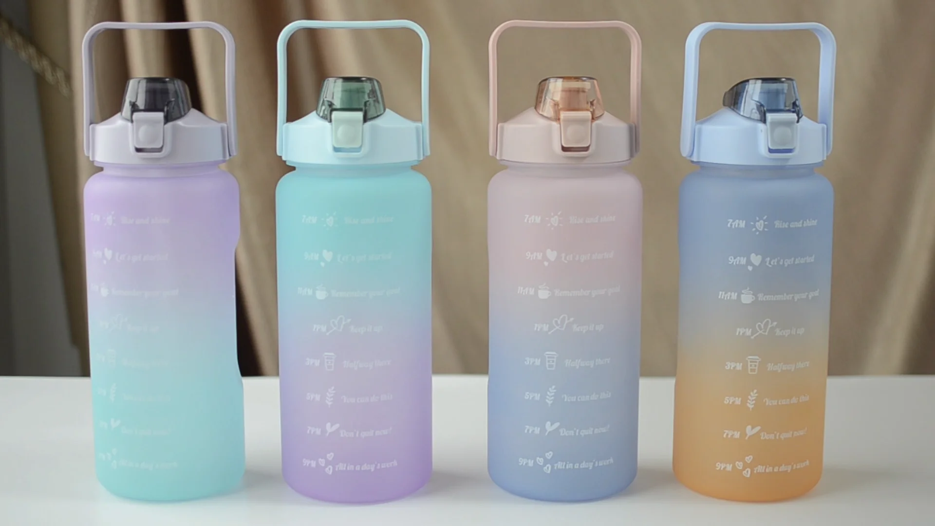 2l Sport Plastic Gradient Water Bottle Motivational Water Bottle With ...