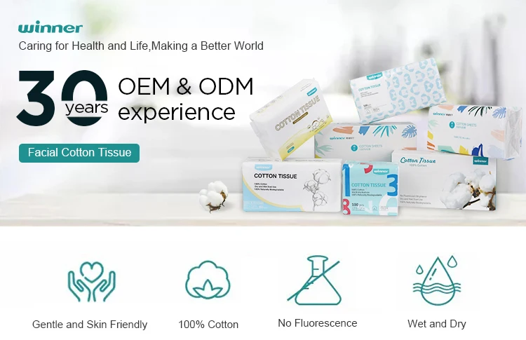 Winner Oem 100% Coton Tissue Non Woven Eco Friendly Disposable Natural ...