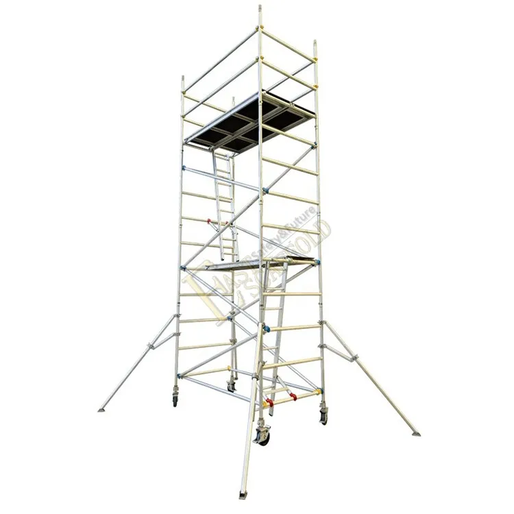 Aluminium Mobile Scaffold Tower with Adjustable Caster Wheels