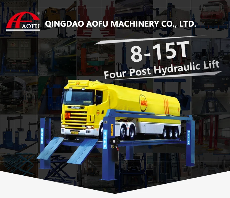 Aofu Brand 4 Post Hydraulic Vehicle Lift 10t/12 T/ 15 T/ 16 T With Ce ...