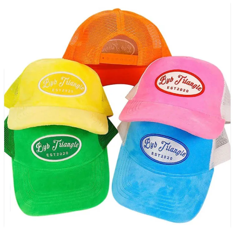Wholesale Mesh Custom Velvet Trucker Cap 6 Panels Custom Applique Patch ...