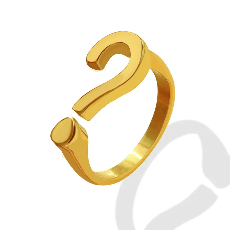 Minimalist 18k Gold Plated Question Mark Open Rings Fashion Adjustable ...