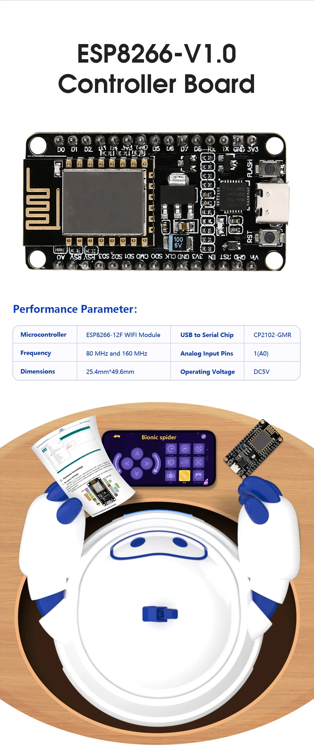 ESP8266 Quadruped Bionic Spider Robot Kit - DIY Iot Fun