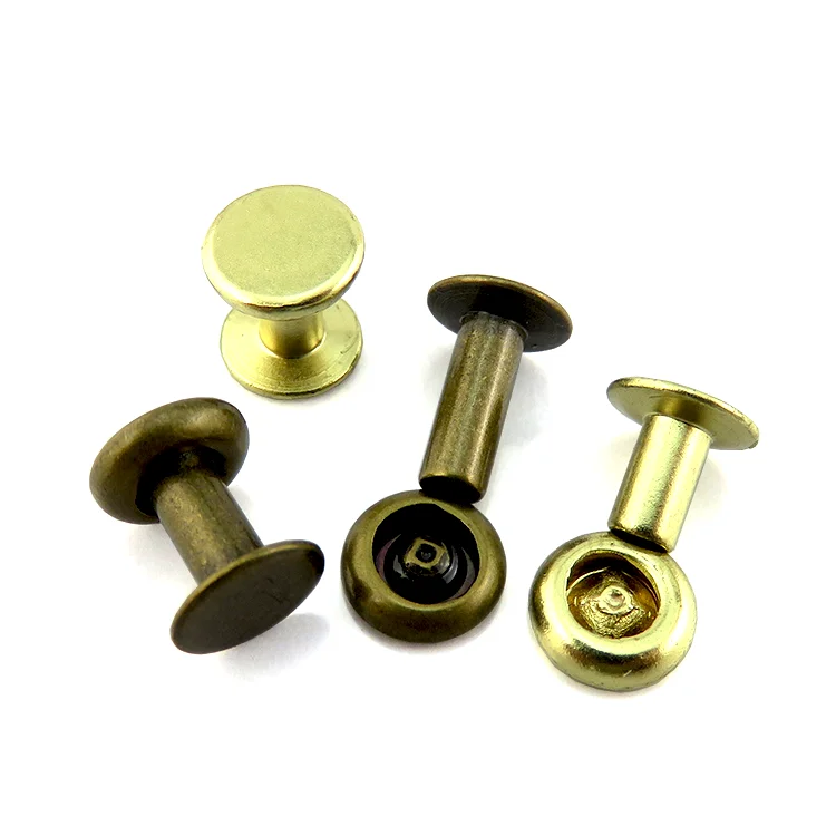 Custom Brass Flat Head Semi Tubular Rivets for Handbags
