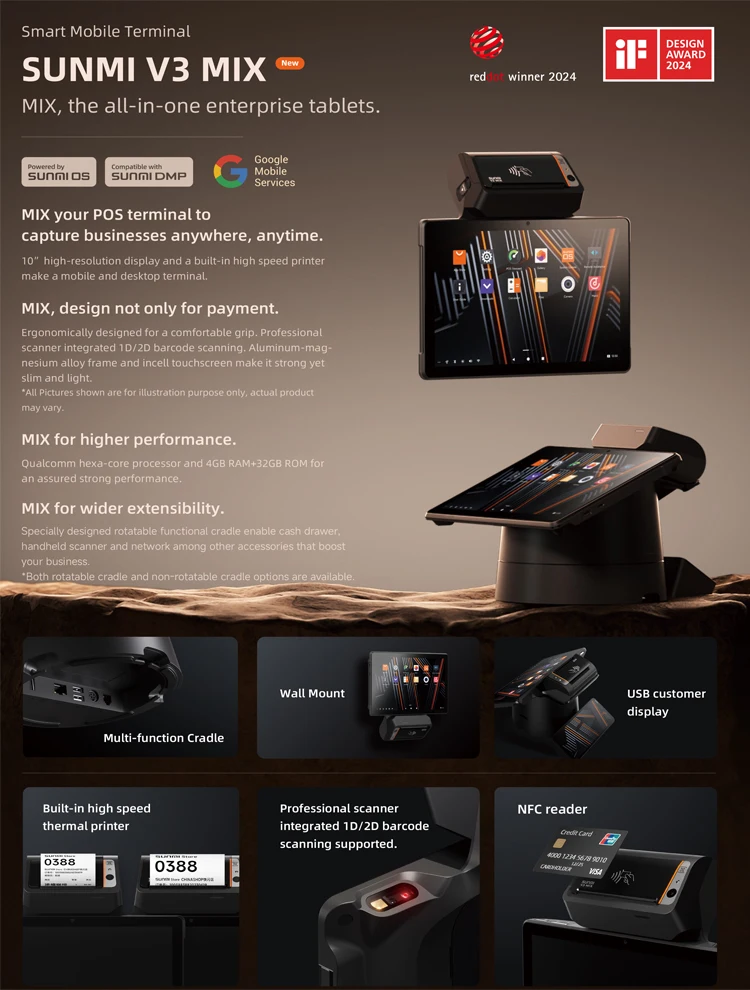 Sunmi V3 MIX Desktop Touchscreen Pos Systems Gas Station Pos System| Alibaba.com