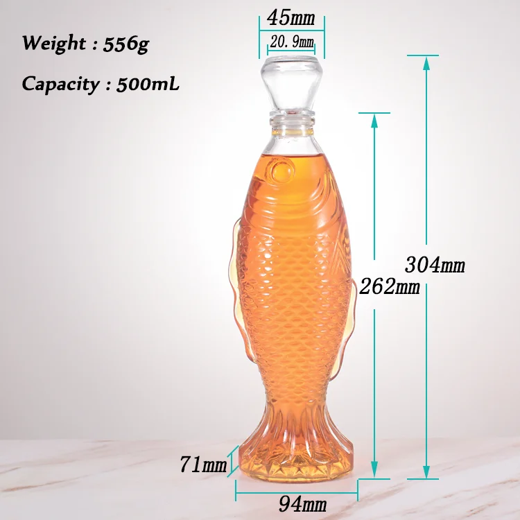 500ml Koi Fish Shaped Glass Bottles - Perfect for Beverages