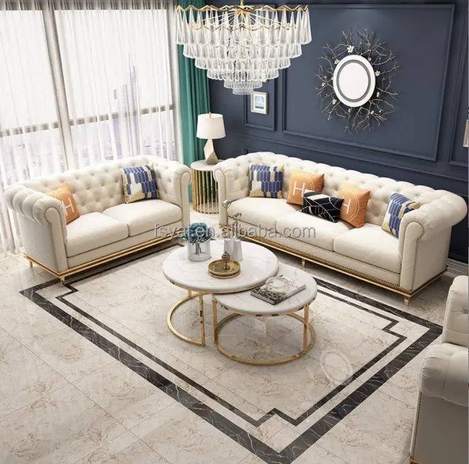 Sofa Set 4 Seater Dining Room European Design Leather Sofas