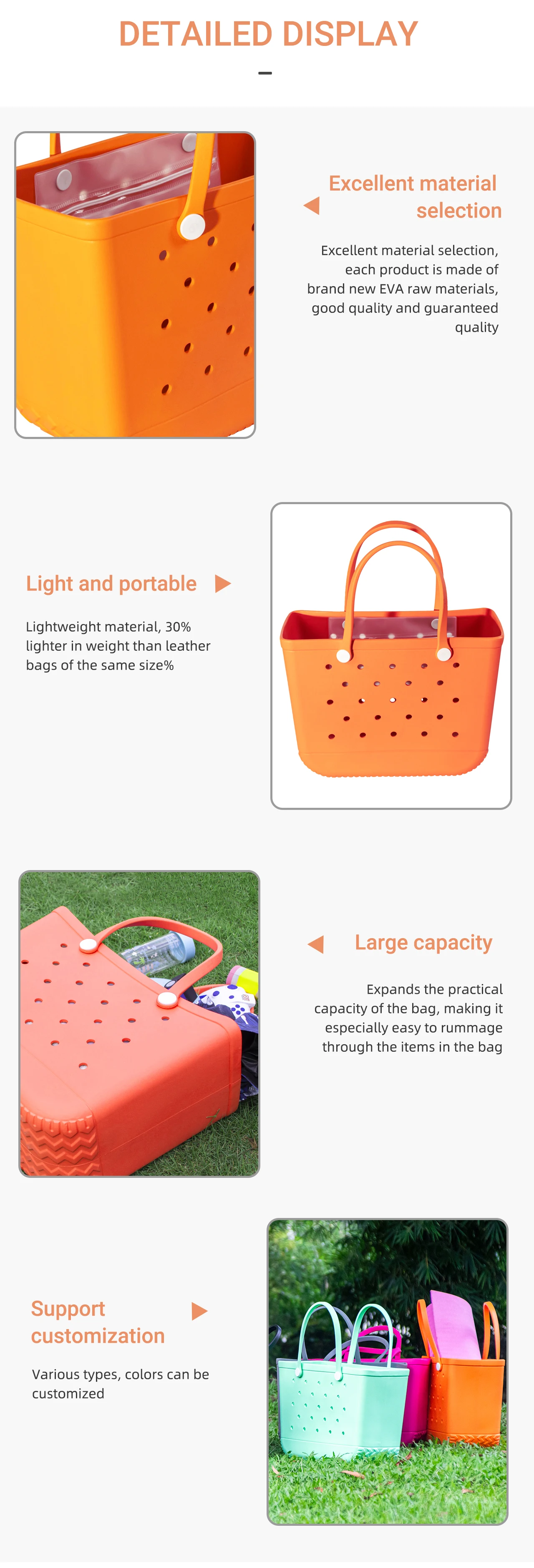 Hot Factory Wholesale Fashion Beach Waterproof Eva Silicone Summer Rubber Handbags Custom Logo ...