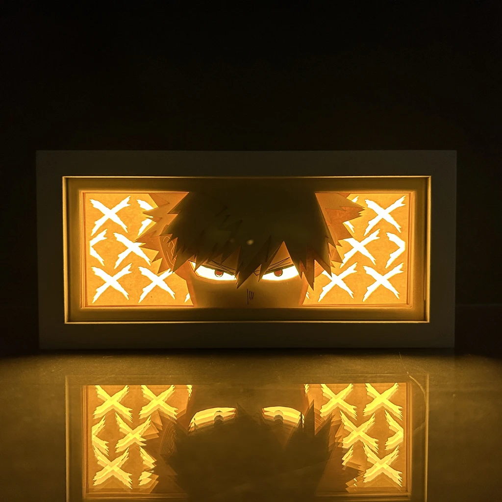My Hero Academia Anime Light Box Mdf Wood Frame Laser Paper Cut Shadow ...
