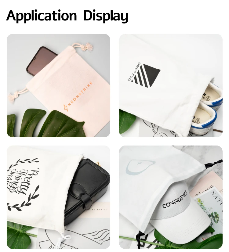 Custom Logo Printed Gift Canvas Cotton Double String Handbag Shoe Dust ...