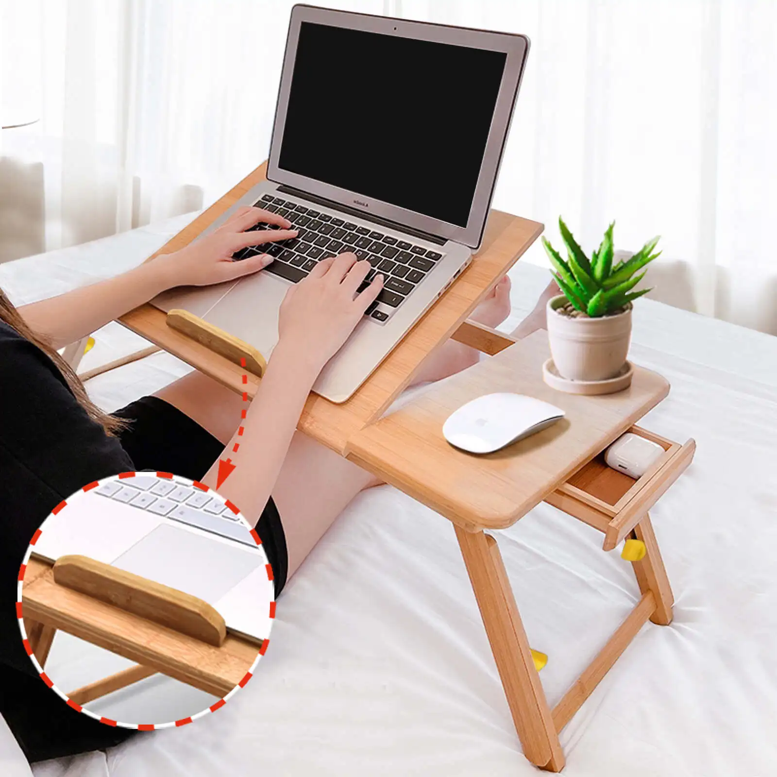 Mesa Plegable Bamboo Foldable Laptop Table Desk Adjustable Bed Tray ...