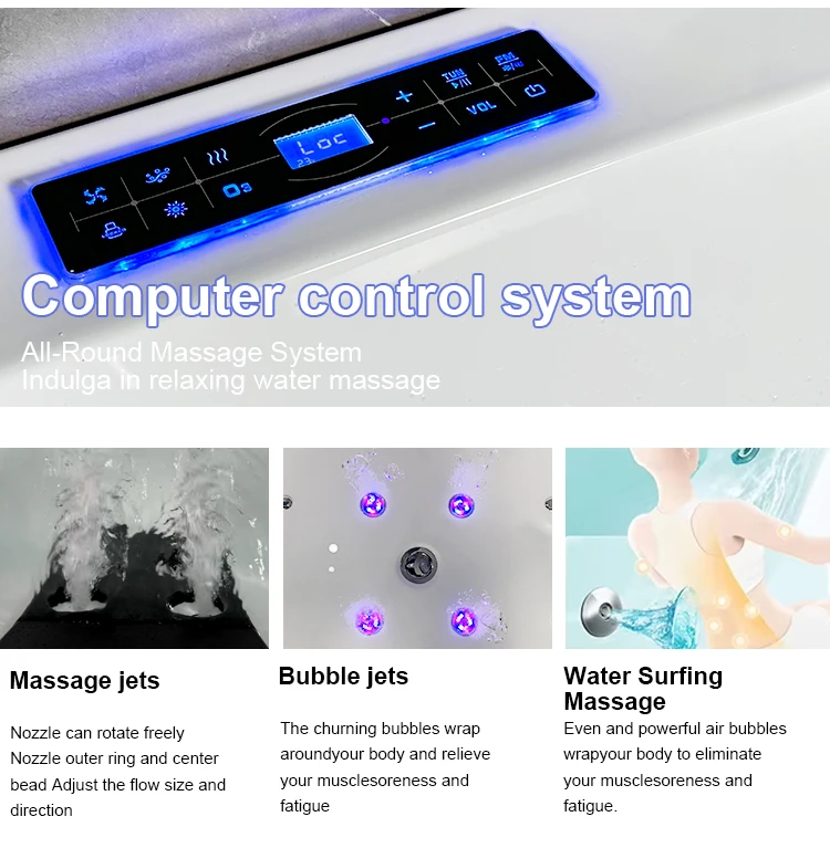 Hot Hydromassage Freestanding Jet Bath Tubs Heater Shower Whirlpool ...