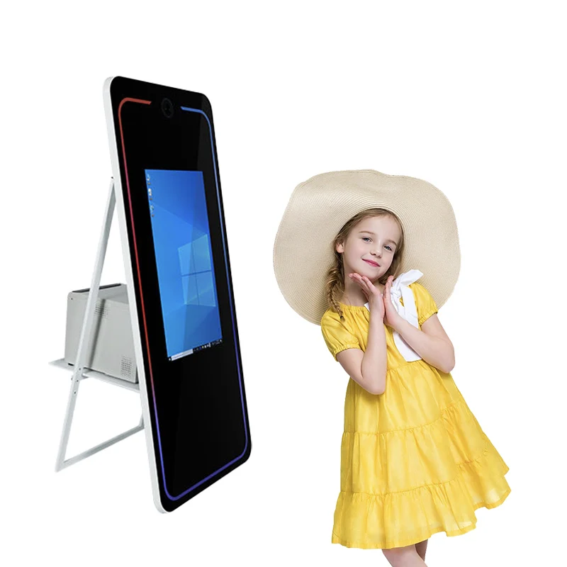2023 New Selfie Kiosk Ring Light Mirror Photo Booth Magic Mirror Photo Booth Digital Mirror ...