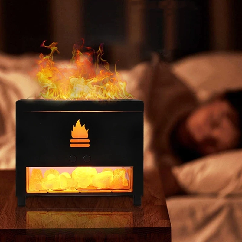 Simulation Closet 3d Flame Aromatherapy Salt Stone Air Humidifier Usb ...