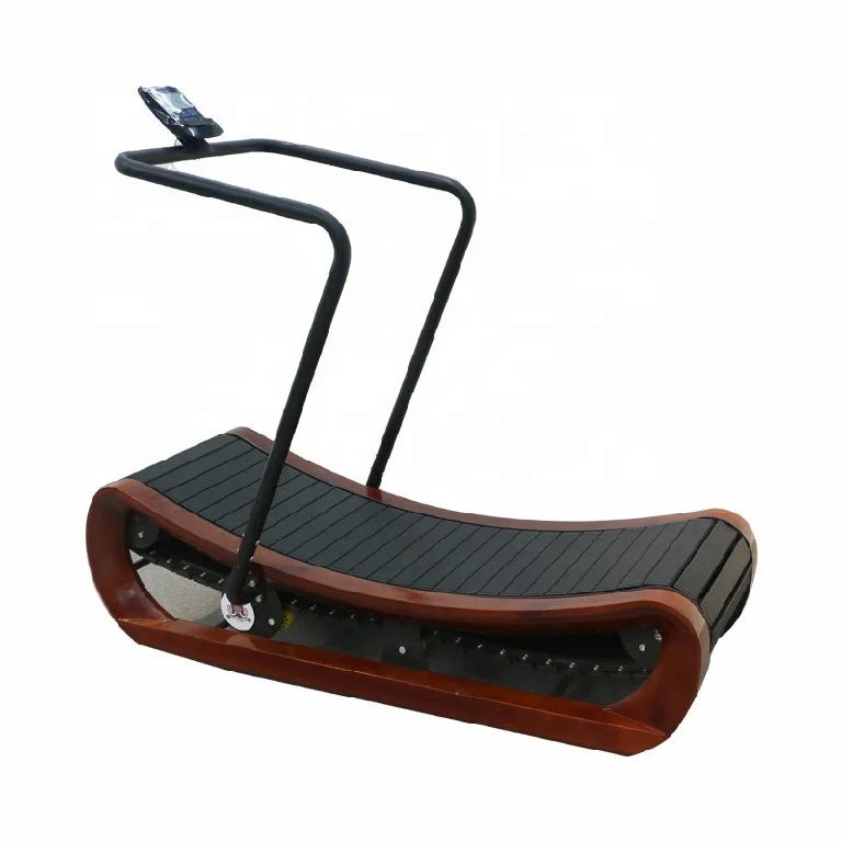 Commercial Manual Mechanical Wooden Curved Treadmill