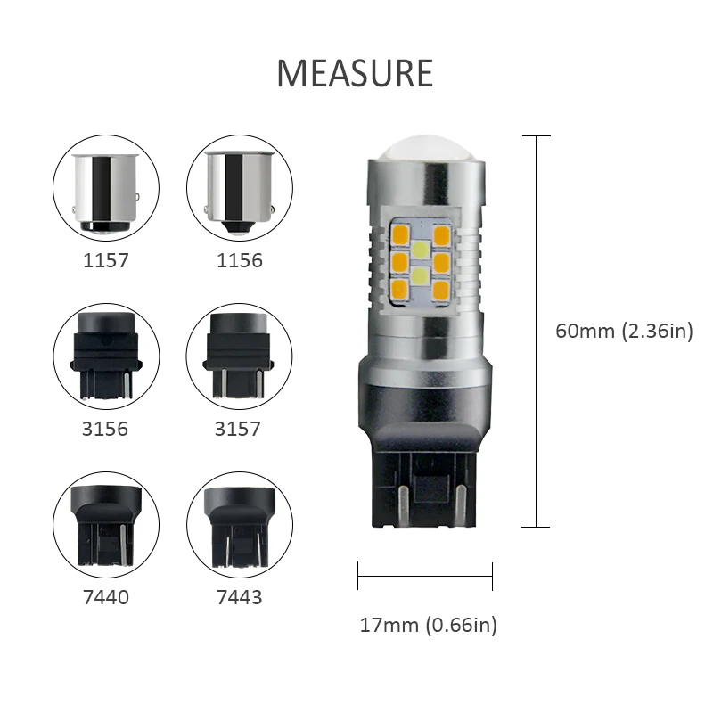 Dual Colors Amber/White S25 1157 3157 Led T20 T20 Led 7443 Led Car Bulb ...