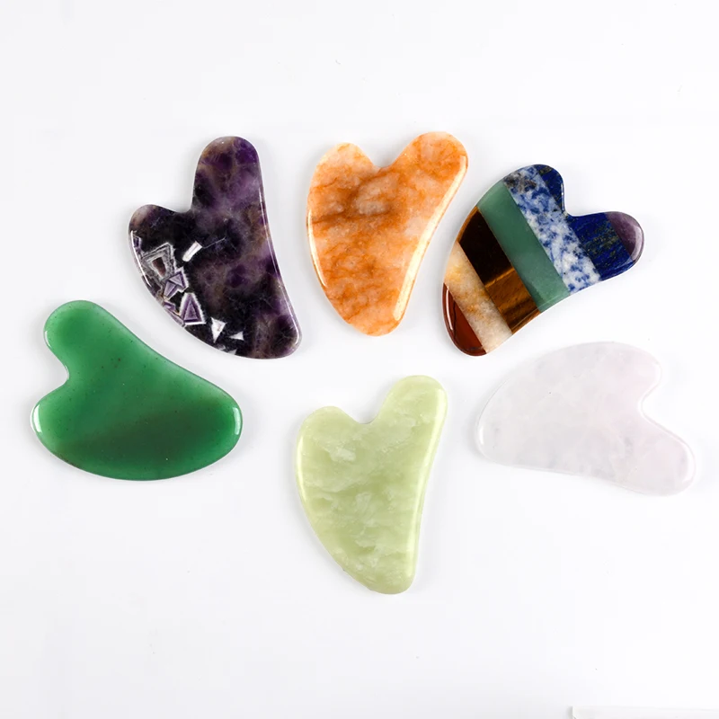 Custom Logo Heart Shaped Gua Sha Stone Quartz Gua Sha Jade Set Rose ...