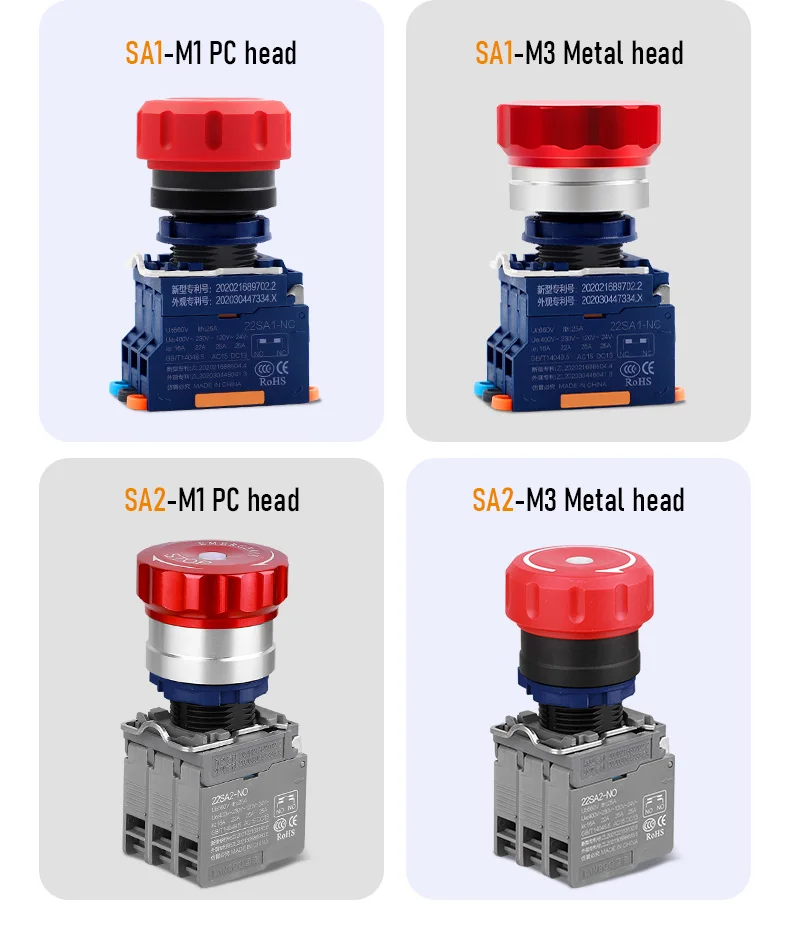 Lanboo Metal Emergency Stop Button Switch High Current With Light Red ...