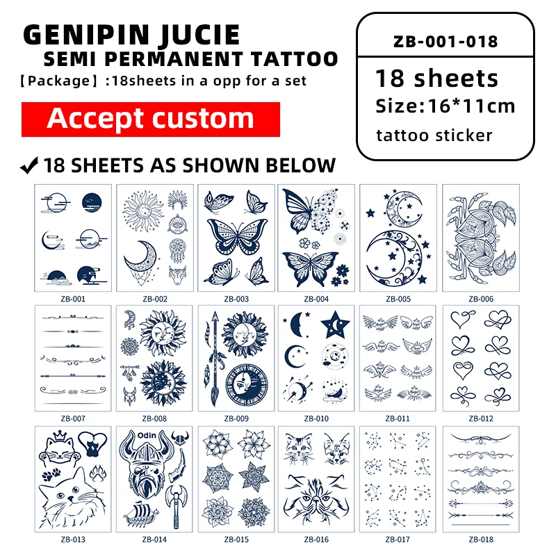 Custom Women Arm Hand Moon butterfly Herbal Juice Genipin Temporary ...
