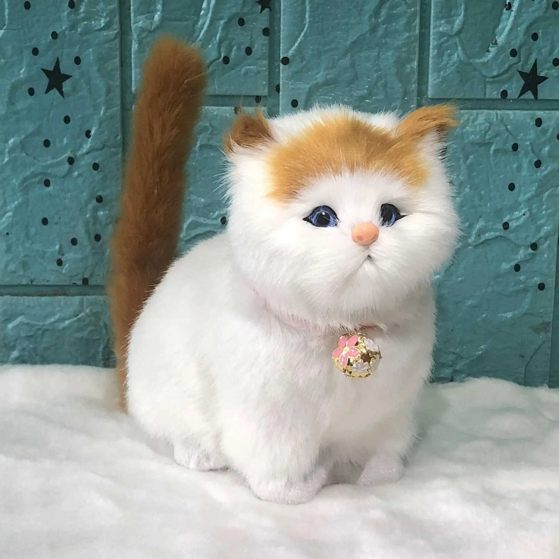 Mewaii Simulation Realistic White Cat Plush Toy Home Decoration Gift ...