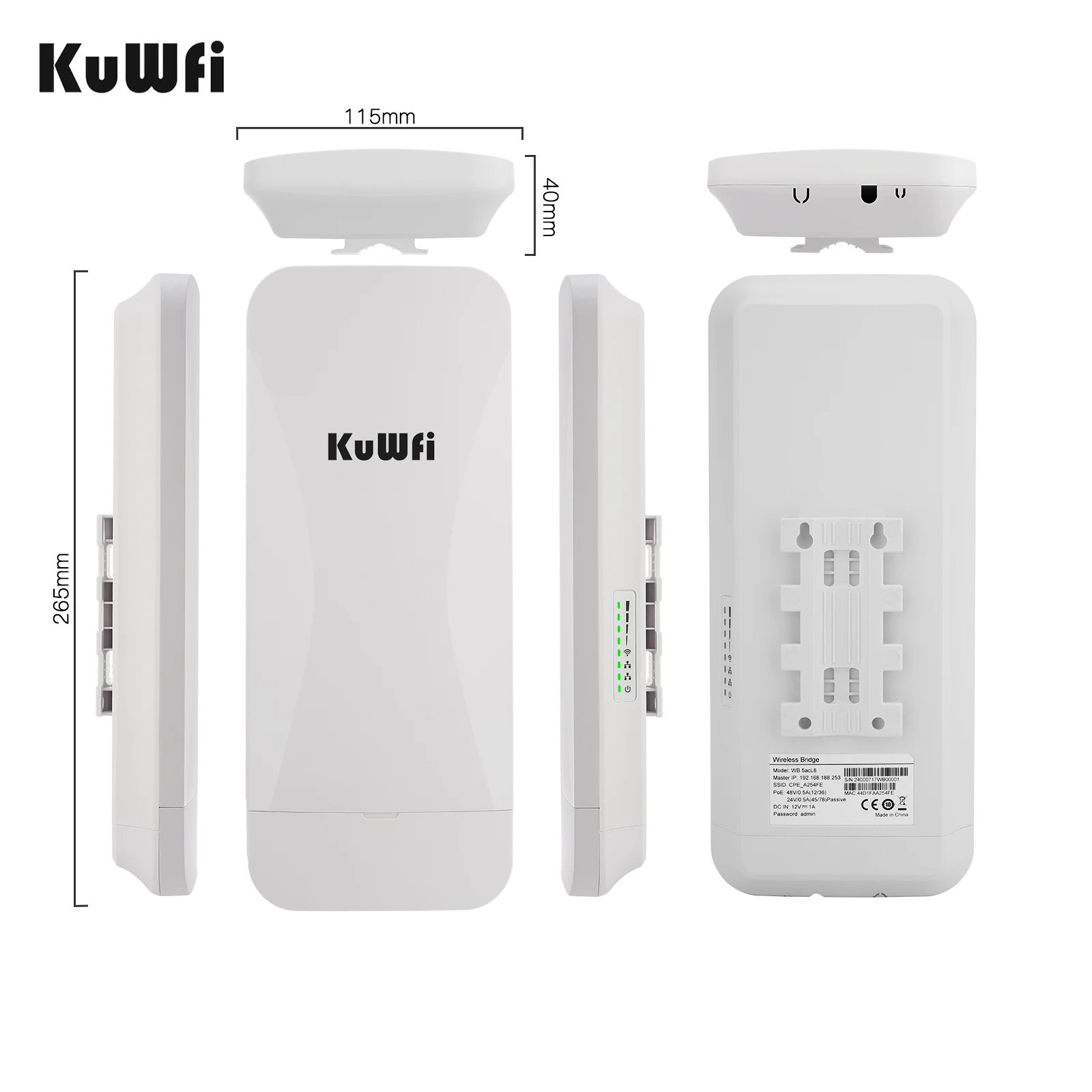 Auto Pair KuWFi Wireless Bridge 8km 18dBi Gigabit High Speed Access ...