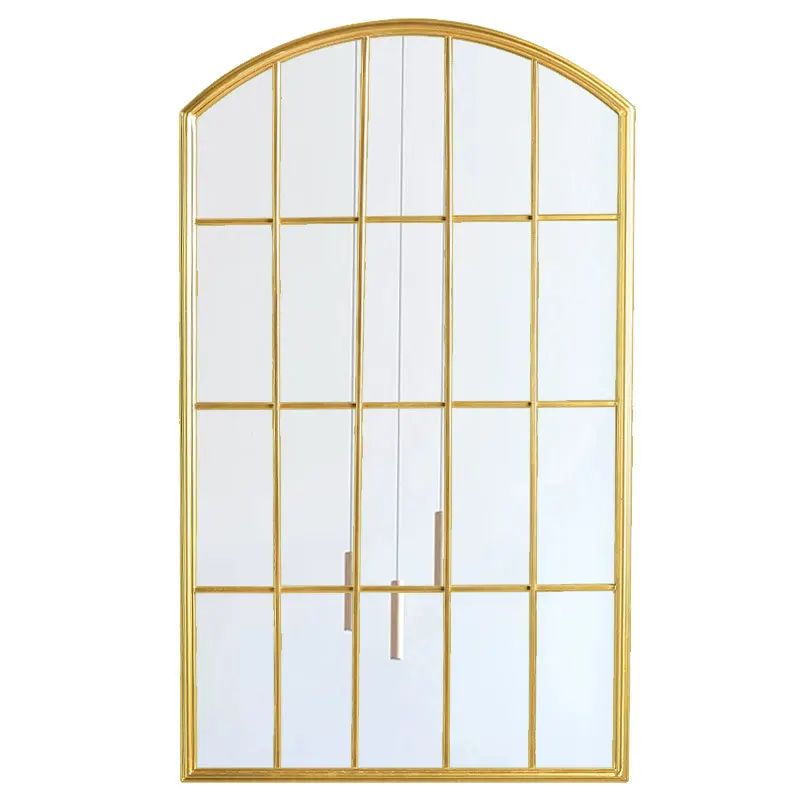 Modern Contemporary Arched Metal Crittal Style Frame Gold Window Wall ...