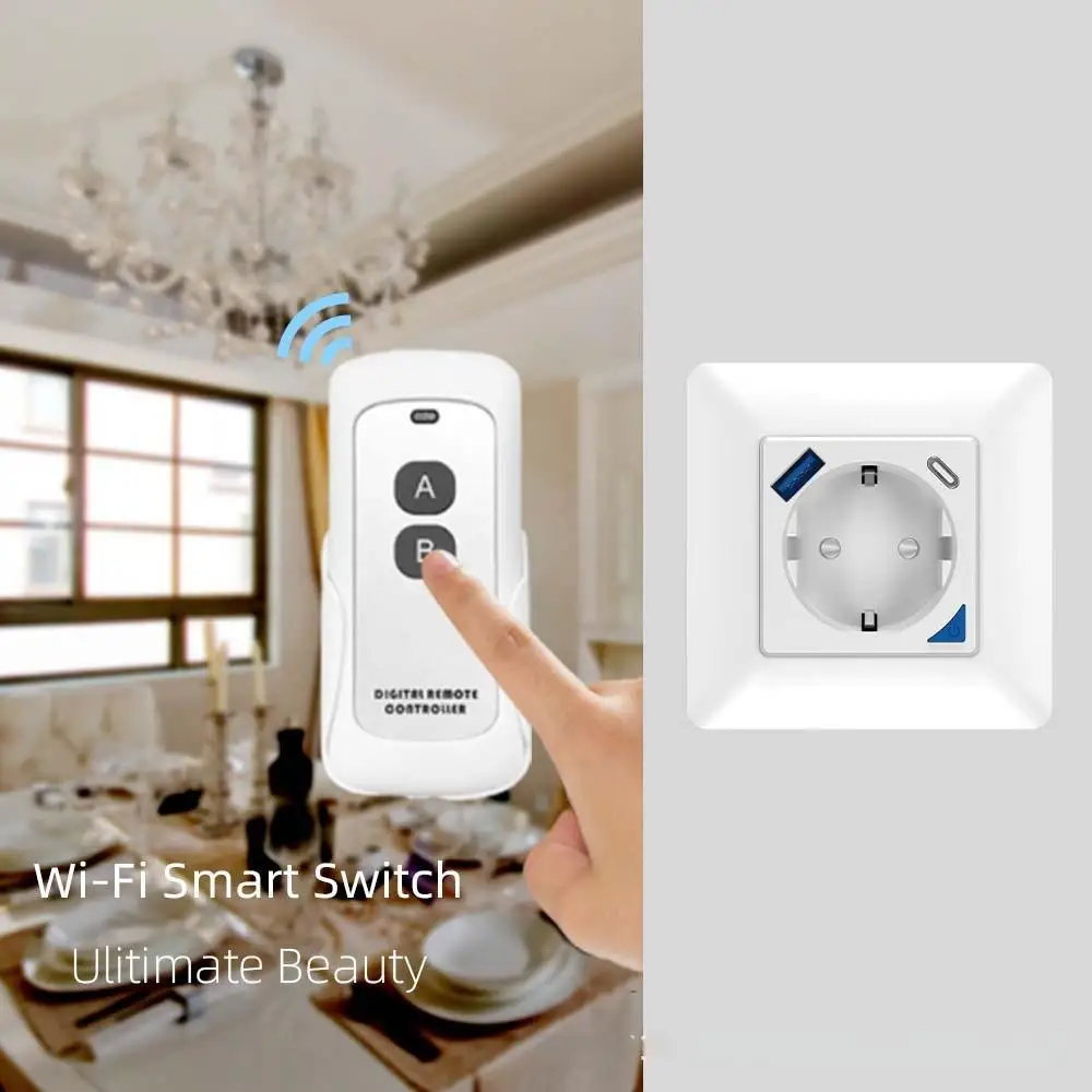 Smart Life App Remote Control Intelligent EU Standard Power Monitor 16A ...