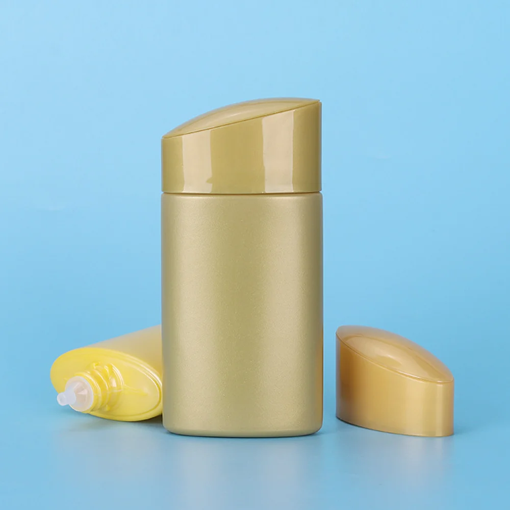 OEM Hot Sales Oval Sunscreen Empty Bottle 60ml 40ml Squeeze Golden ...