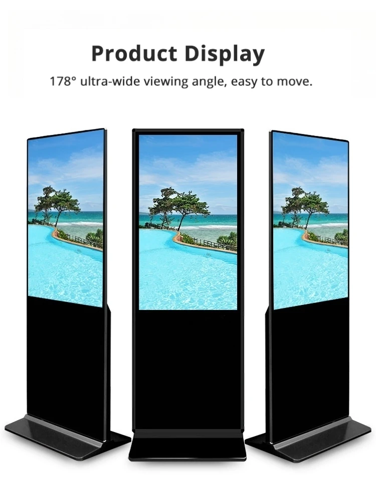 Indoor Android Player Floor Standing Lcd Advertising Screen Digital ...