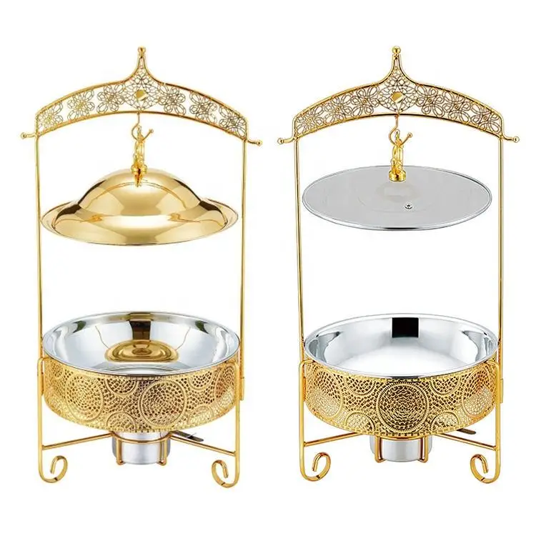 Gold Pleated Chaffing Dish - Luxury Food Display Shaffing