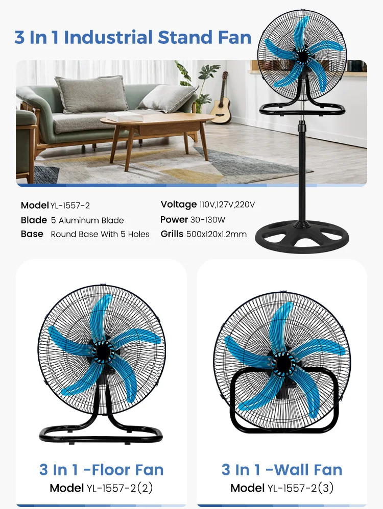 Foshan 18inch Electric Pedestal Fan Industrial Ventilador 100w Ac ...