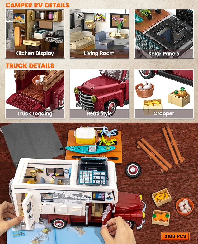2024 Kids Educational Assemble Truck Camper Rv Building Block Set Toy ...