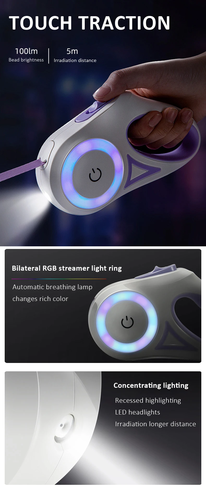 Retractable LED Dog Leashes - Durable & Multifunctional