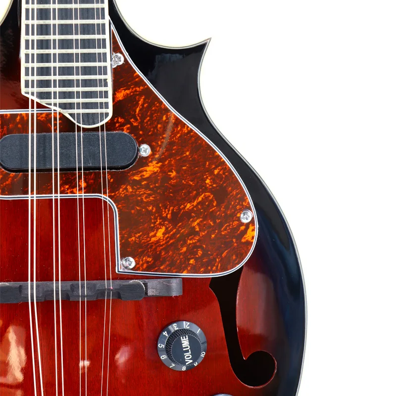 Red Electric Mandolin Instrument - Sapele Wood & Mahogany