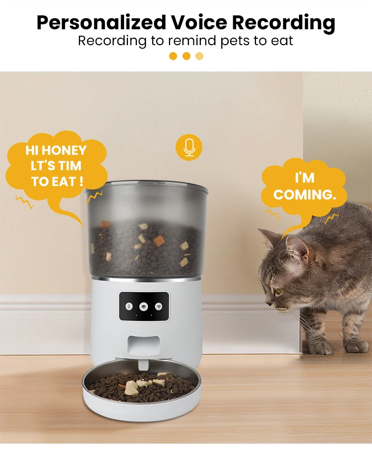 TIZE 4L WIFI APP Cat Food Dispenser Automatic Pet Dog Cat Feeder With ...