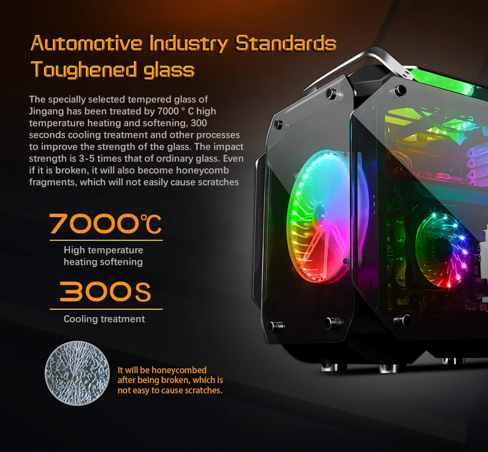 2023 RGB 120mm Fan Desktop ATX Acrylic Case - Gaming & Server