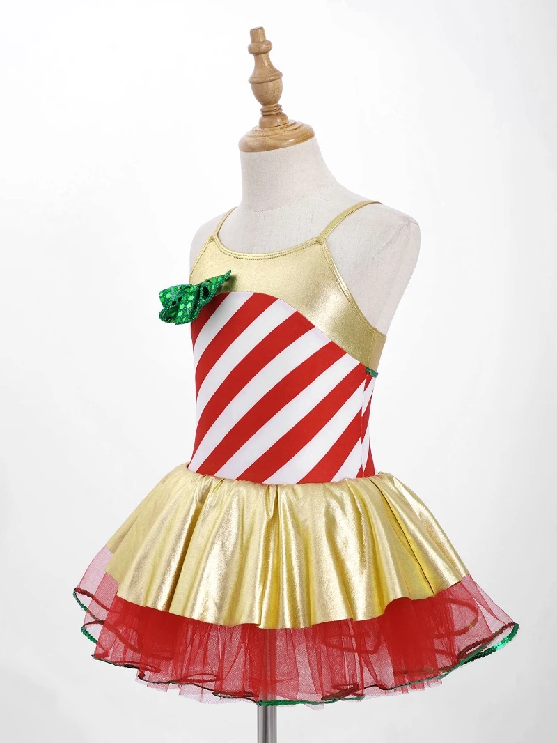 Kids Girls Adjustable Straps Cami Dress Stripes Print Sequins Bowknot ...