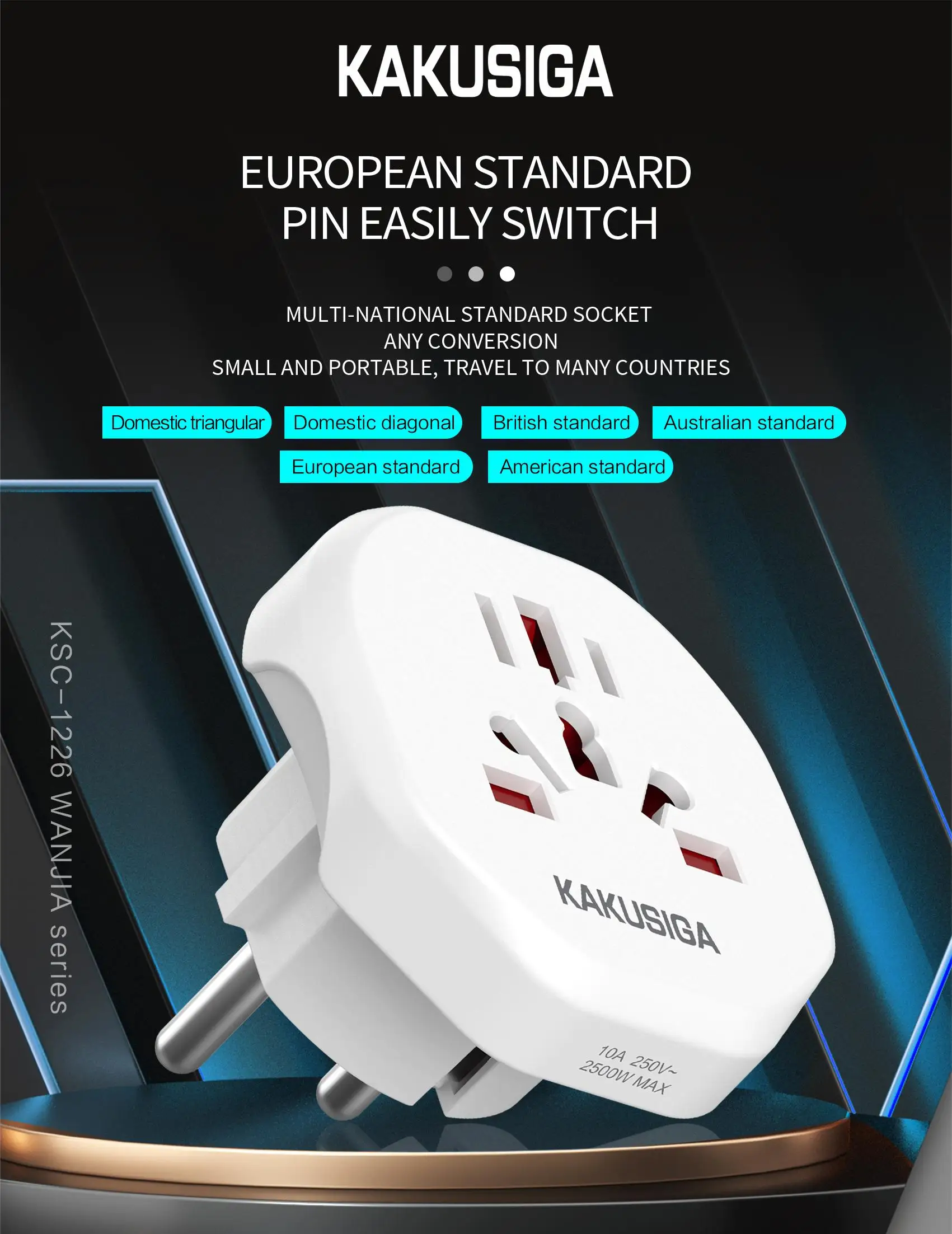 Kakusiga 2500w Max Fast Charger Universal Conversion Plug (european ...