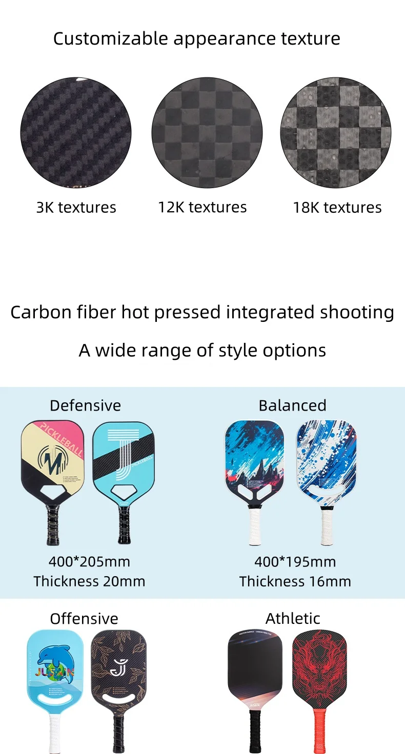 Professional Thermoforming Pickleball Paddles 16mm Carbon Fiber Best ...